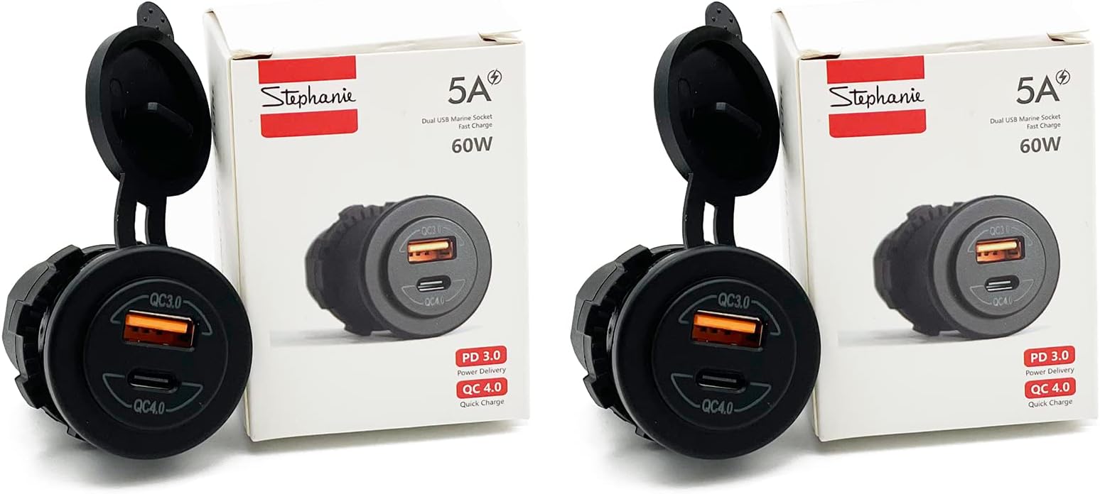 Amazon.com: 12/24V Socket Dual USB Type C PD 3.0 (60W) + USB A (36W ...