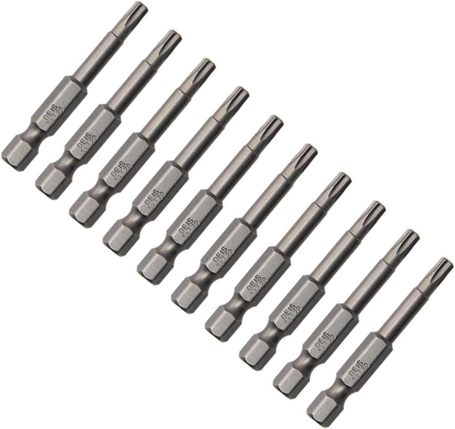 XMHF 10 Piece 50mm Long 1/4 Inch Hex Shank T20 Torx Head Magnetic Screw ...
