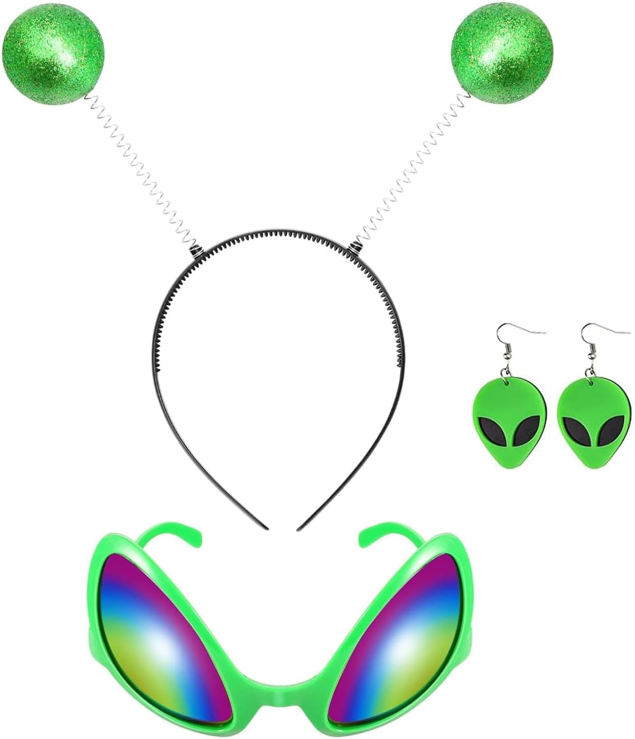 BSYFOP 3pcs Alien Headband and Alien Glasses, Alien Antenna Headband ...