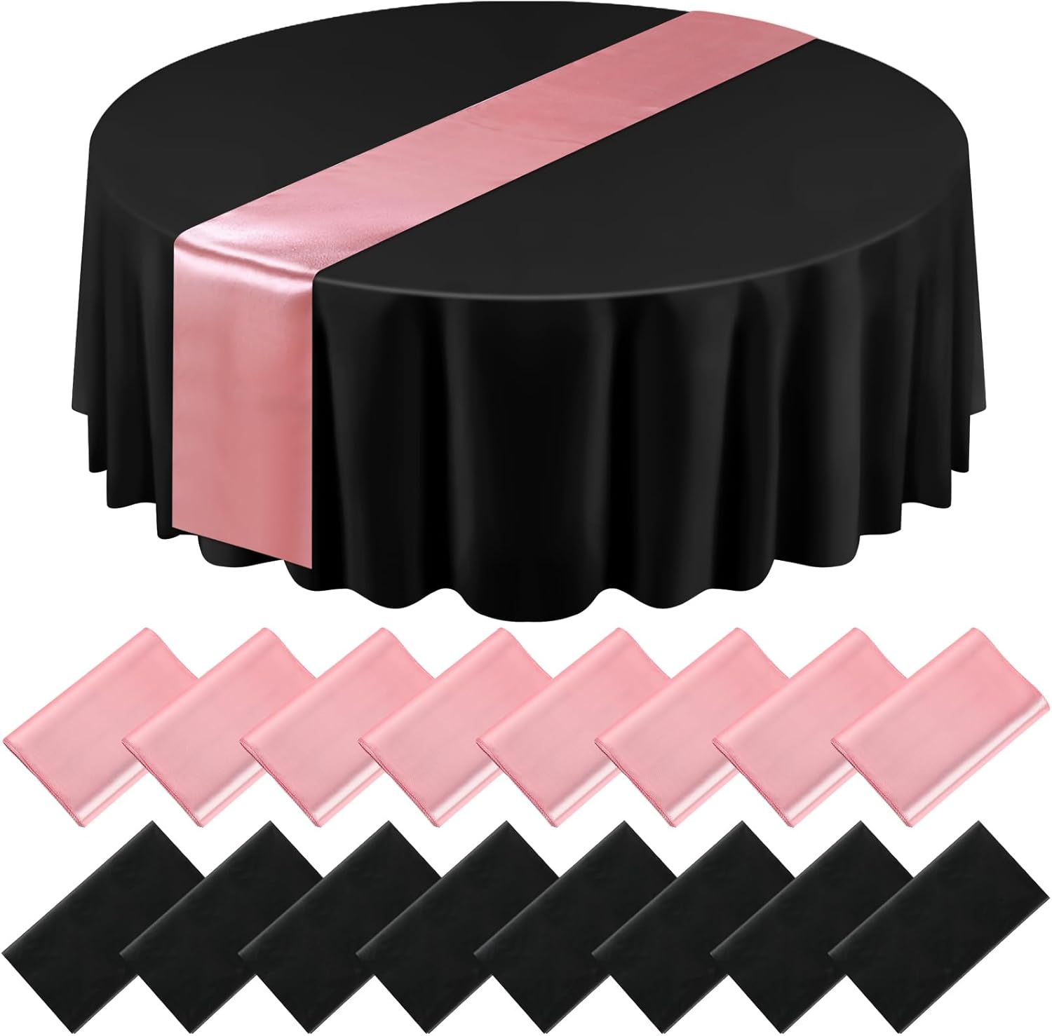 Amazon.com: Tudomro 16 Pcs Black and Rose Gold Round Plastic Tablecloth ...