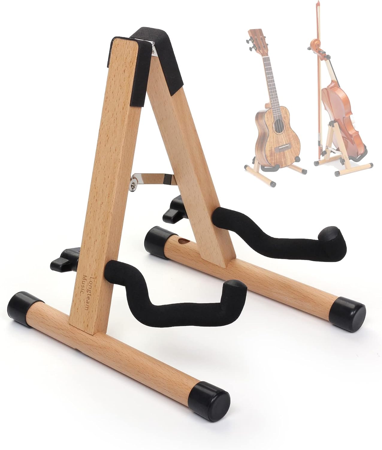 Amazon.com: Longteam Premium Wooden Ukulele Stand - Portable, Foldable ...