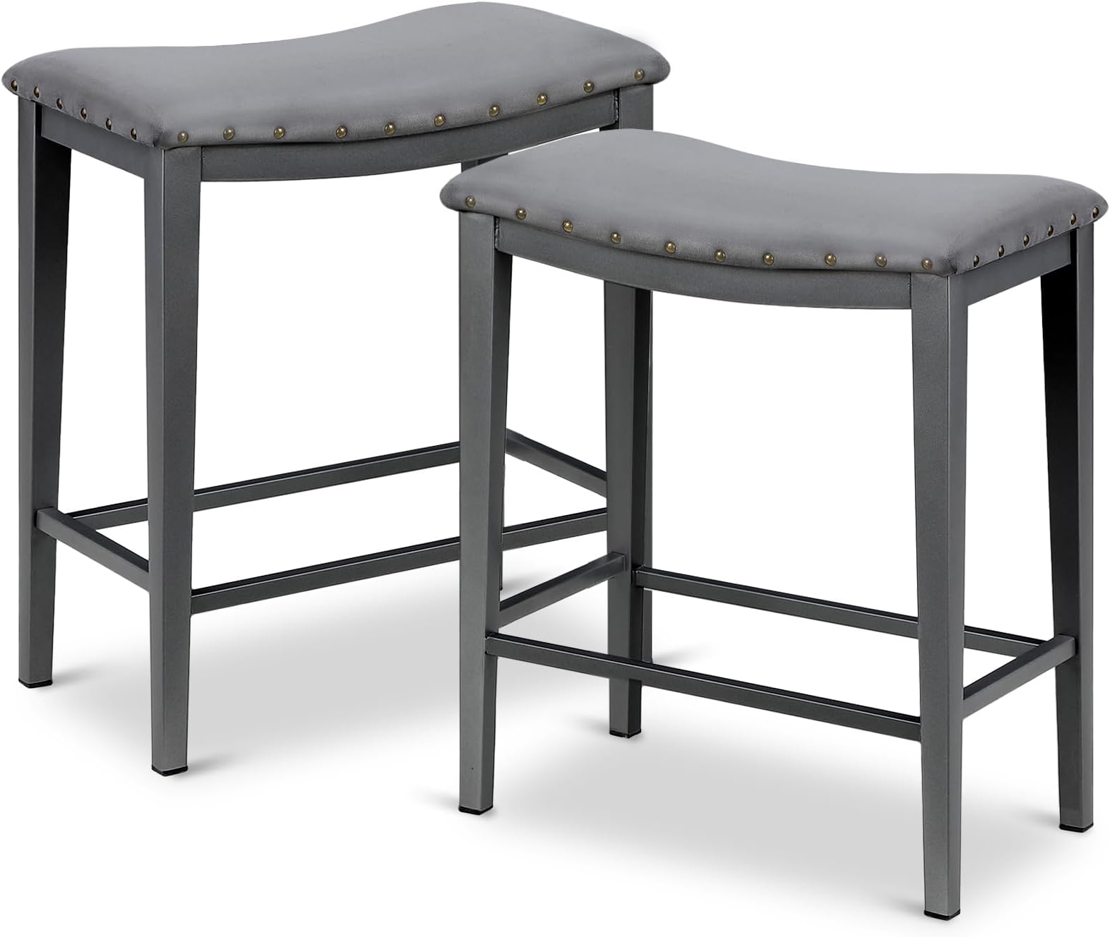 Amazon.com: KATDANS Grey Bar Stools Set of 2 Counter Height 24 Inches ...