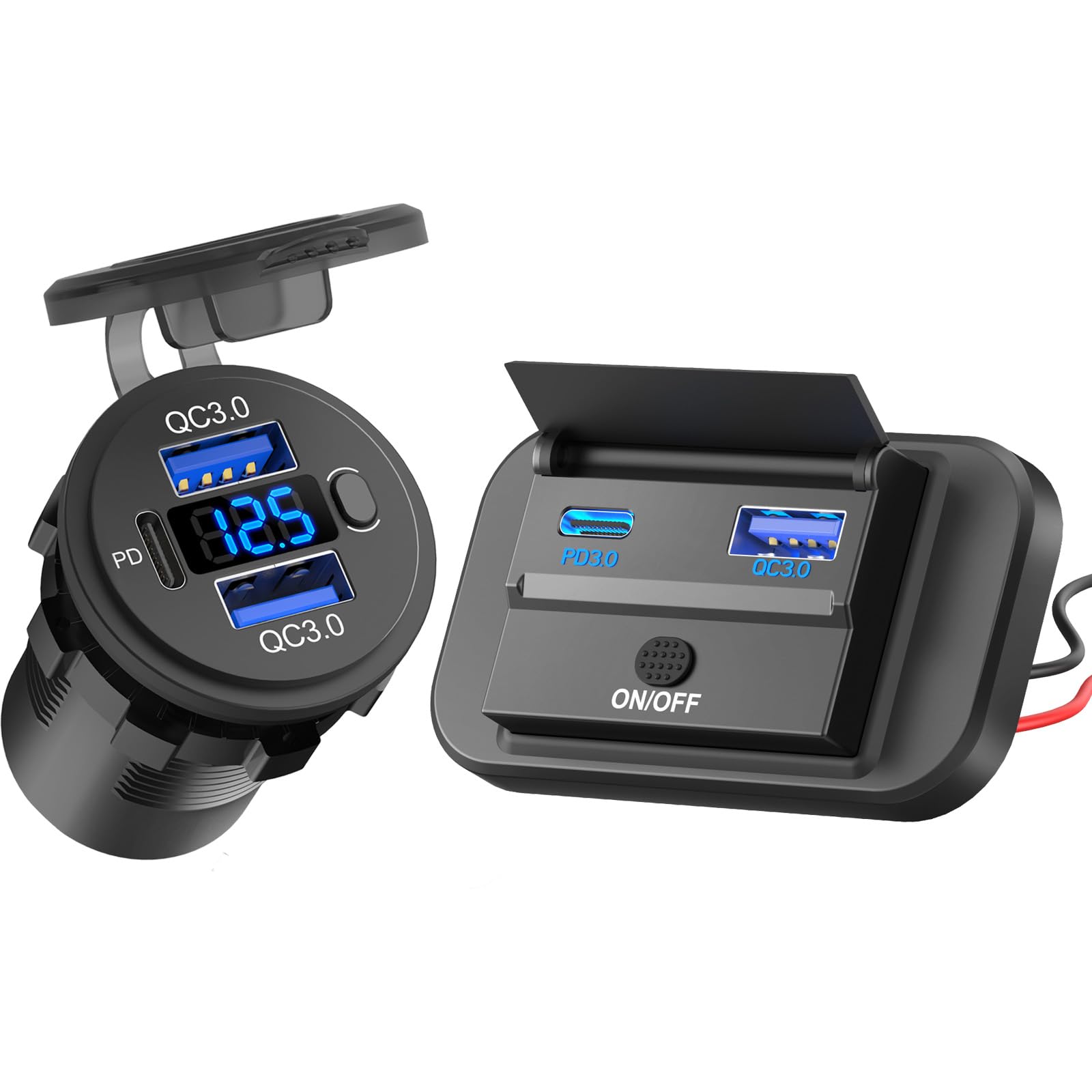 Amazon.com: 12 Volt USB Outlet Dual Quick Charge 3.0 Port and PD3.0 USB ...