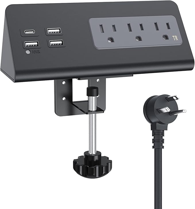 Desk Power Bar with PD 20W USB C, Haiaoyyds Nightstand Power Strip with ...