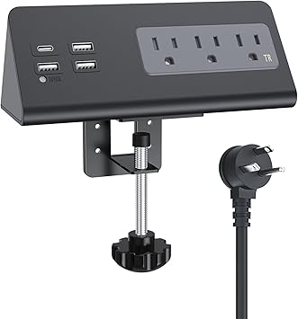 Desk Power Bar with PD 20W USB C, Haiaoyyds Nightstand Power Strip with ...