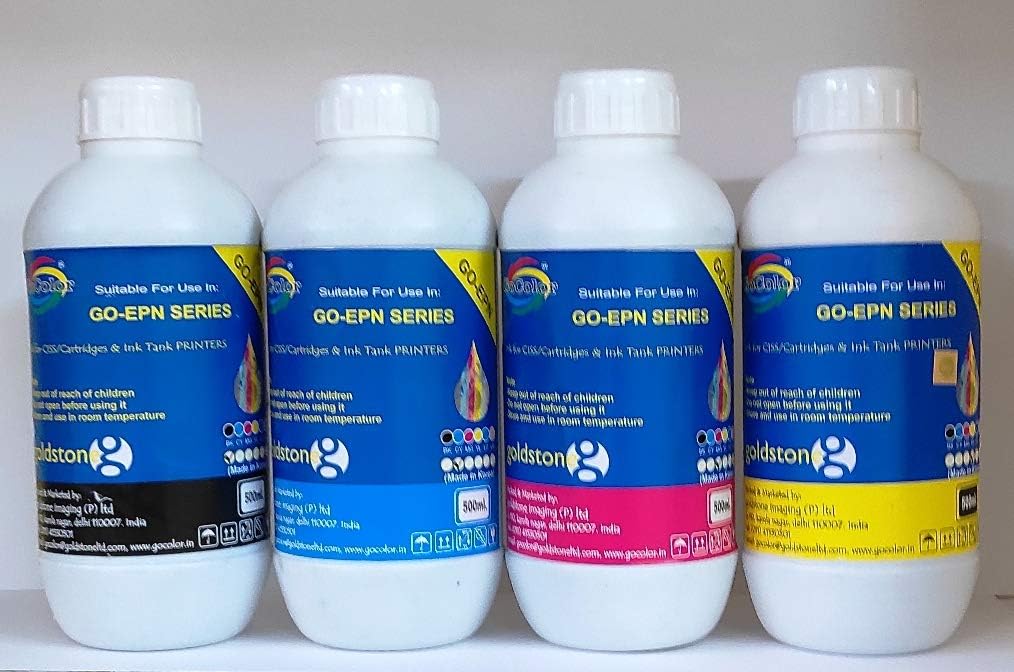 GOCOLOR Compatible Refill Ink for Go_EPN Printer 500 ML x 4 (BK+C+M+Y ...