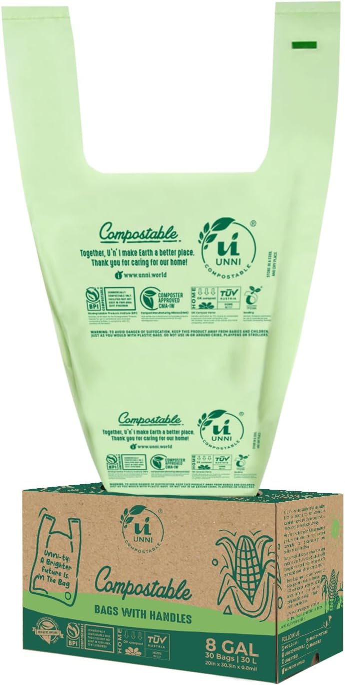 Amazon.com: GreeneWrap 13 Gallon Compostable Trash Bags with Drawstring ...