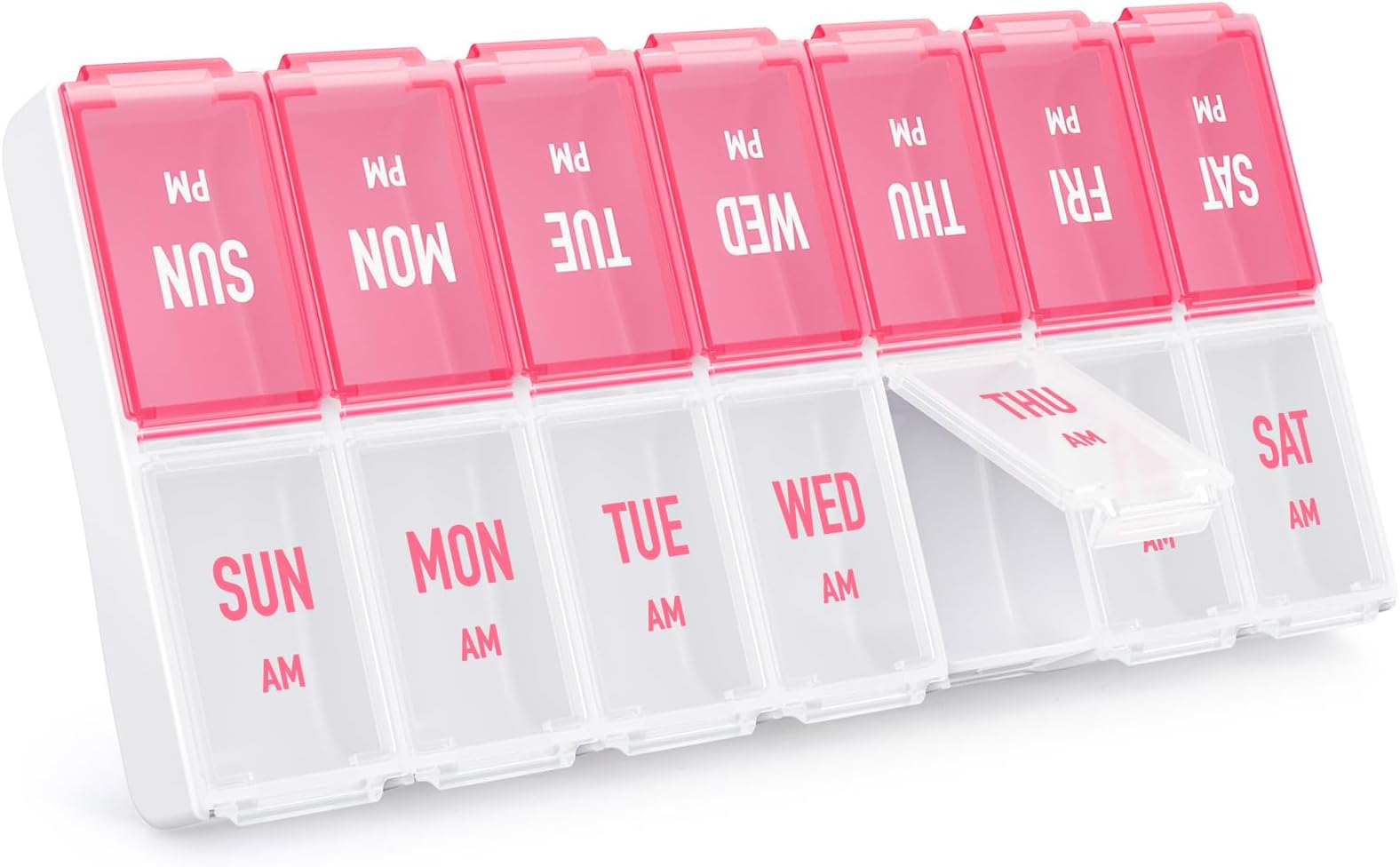 Amazon.com: AMOOS Weekly Pill Organizer 2 Times a Day, Stylish Pill Box ...
