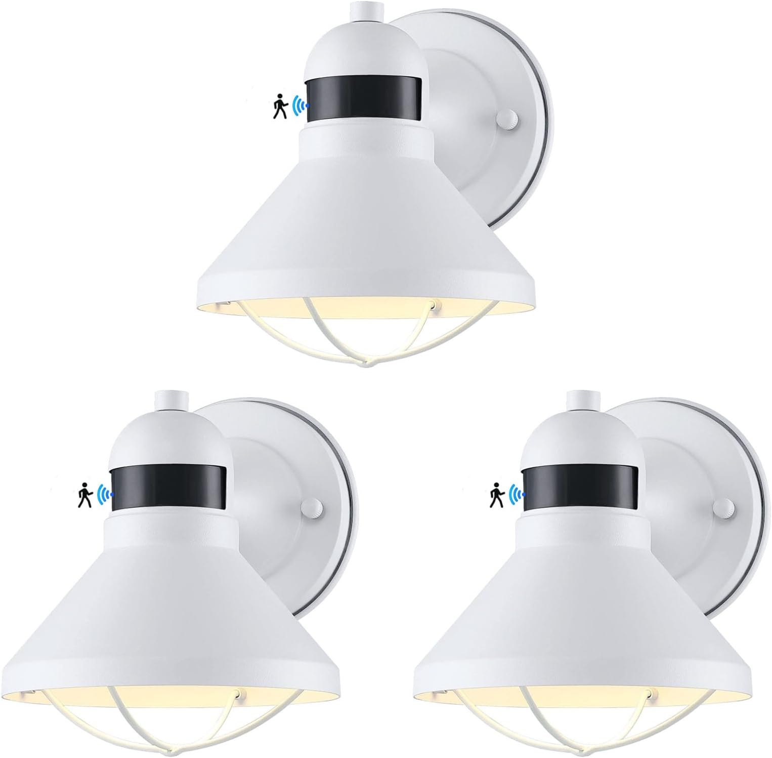 LONEDRUID 3 Pack Dusk to Dawn Motion Sensor White Outdoor LED Barn ...