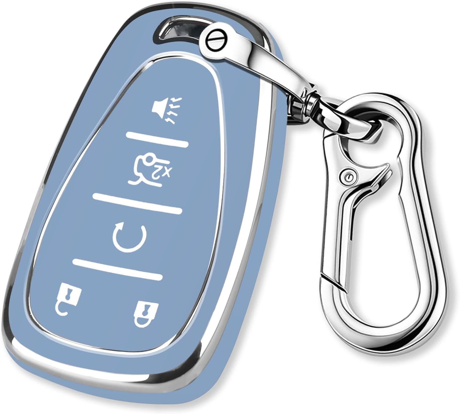Amazon.com: QBUC for Chevy Key Fob Cover With Keychain Chrome Silver ...
