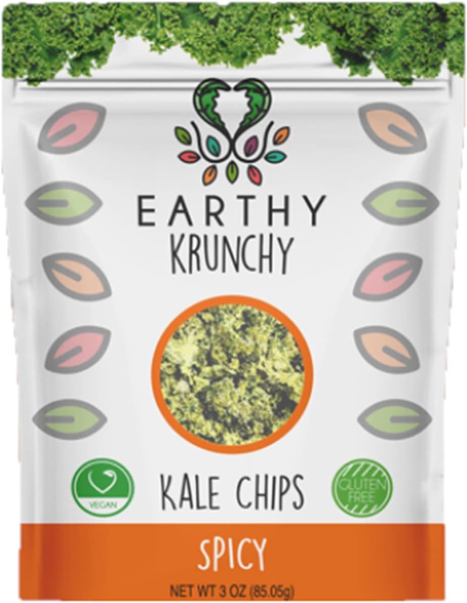 Amazon.com: Earthy Krunchy Snacks Kale Chips - Spicy Chips Flavor - All ...