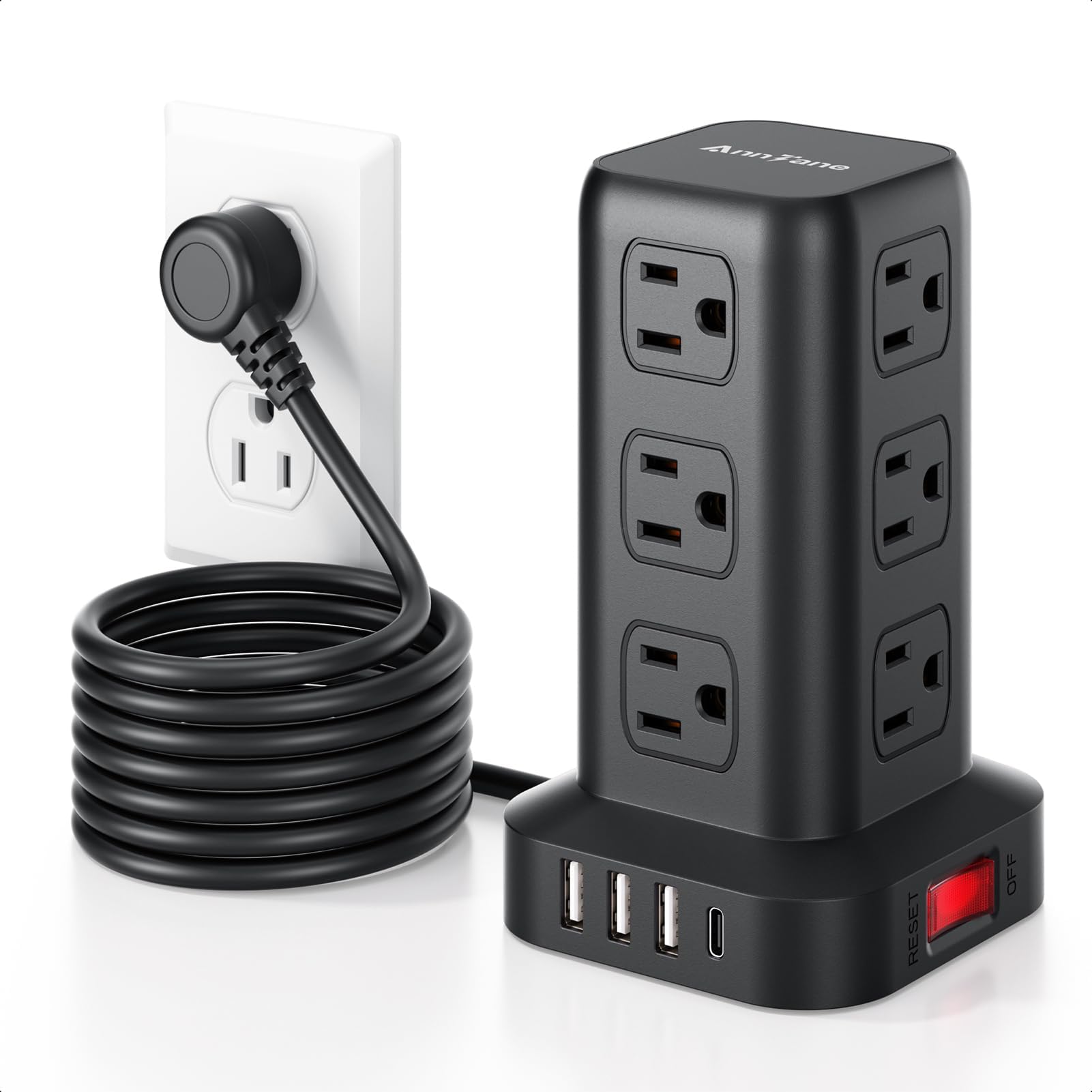 Amazon.com: AnnTane Surge Protector Power Strip 6.5 FT Cord, Power ...
