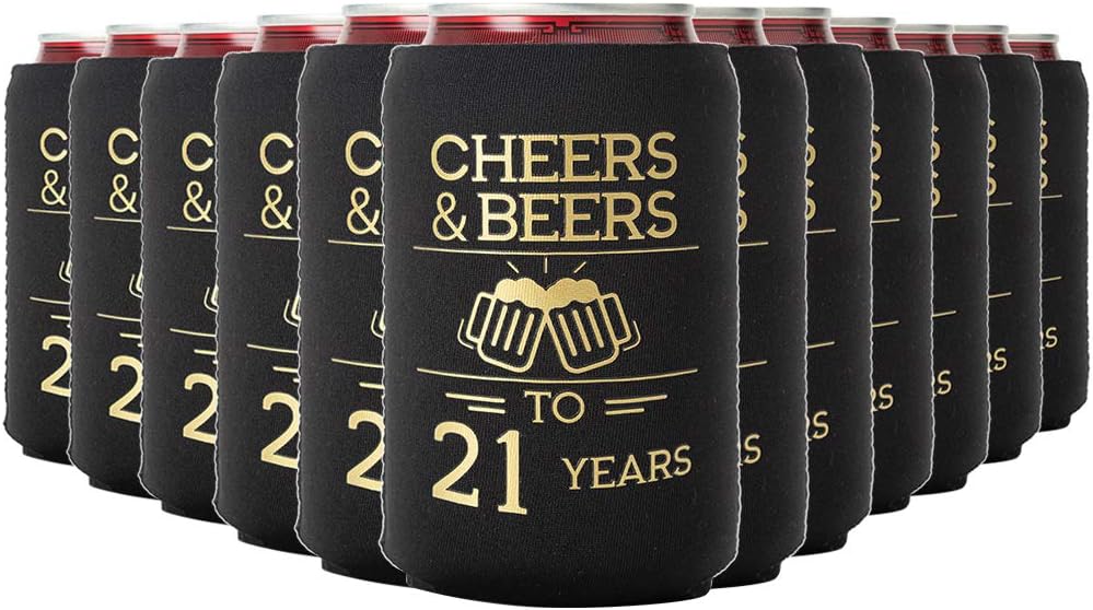 Amazon.com: Cheers & Beers to 21 Years Can Coolers 21st Birthday Party ...