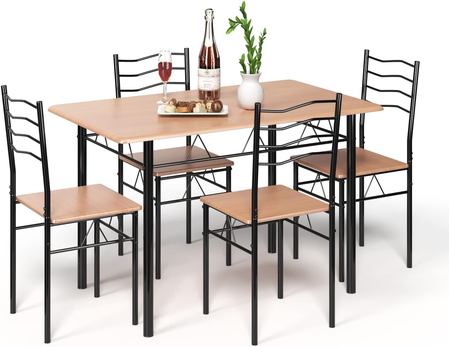 Amazon.com - HOMCOM 5 Piece Dining Room Table Set for 4, Space Saving Kitchen Table and Chairs ...