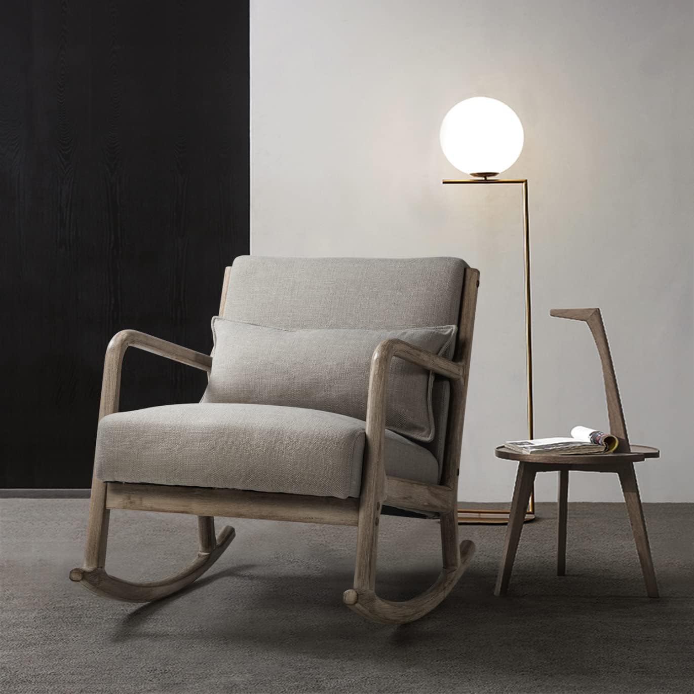 Amazon.com: Rocking Armchair Rocking Chair with A Lumbar Pillow & Thick ...