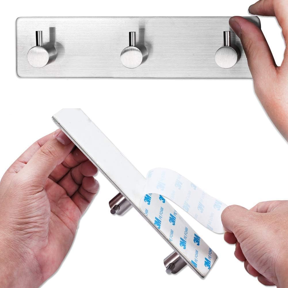 Koksi 3-Hook Stainless Steel Self-Adhesive Hanger, Use in Kitchens ...