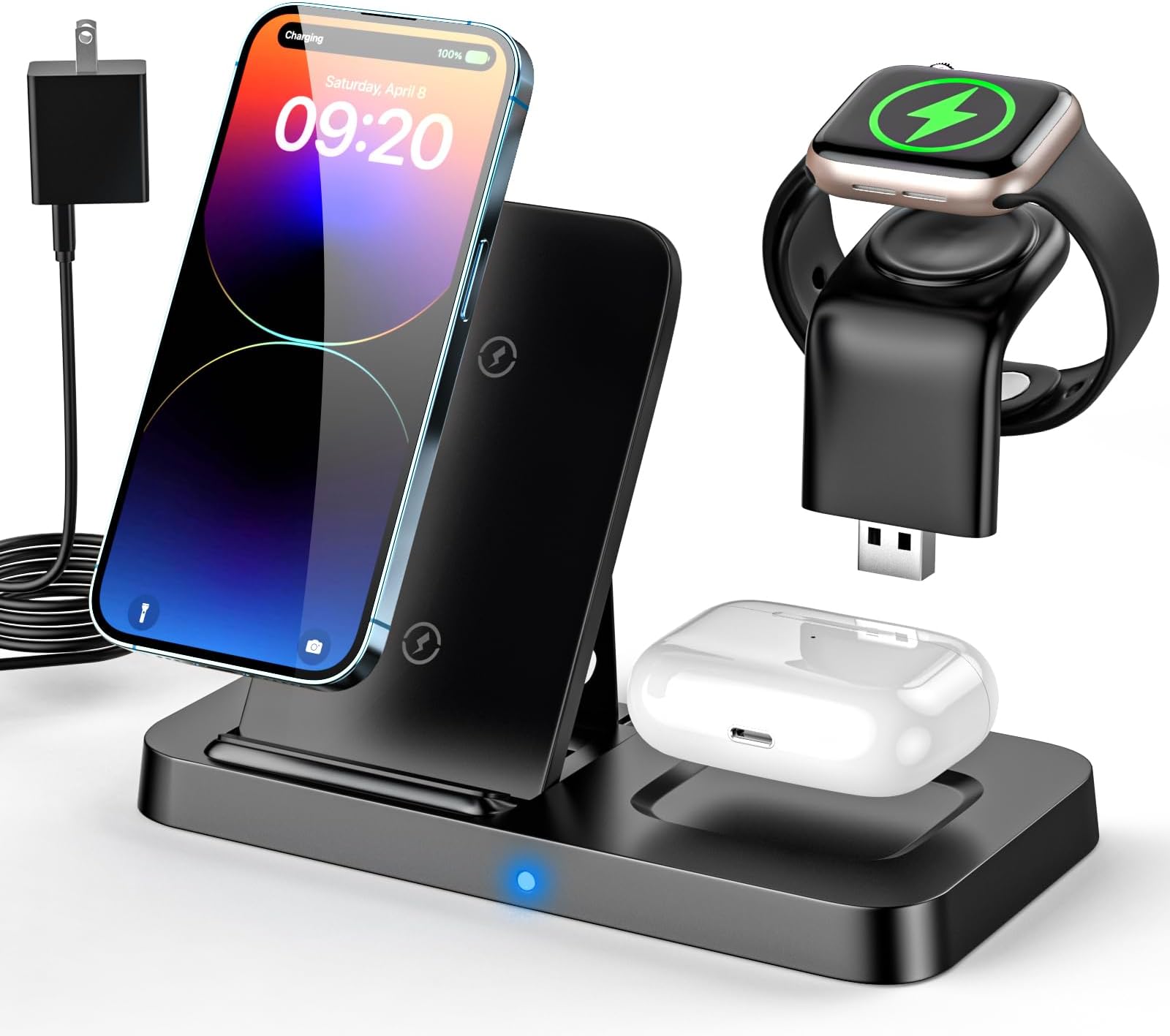 Amazon.com: 3 in 1 Wireless Charging Station, Portable Fast Wireless ...