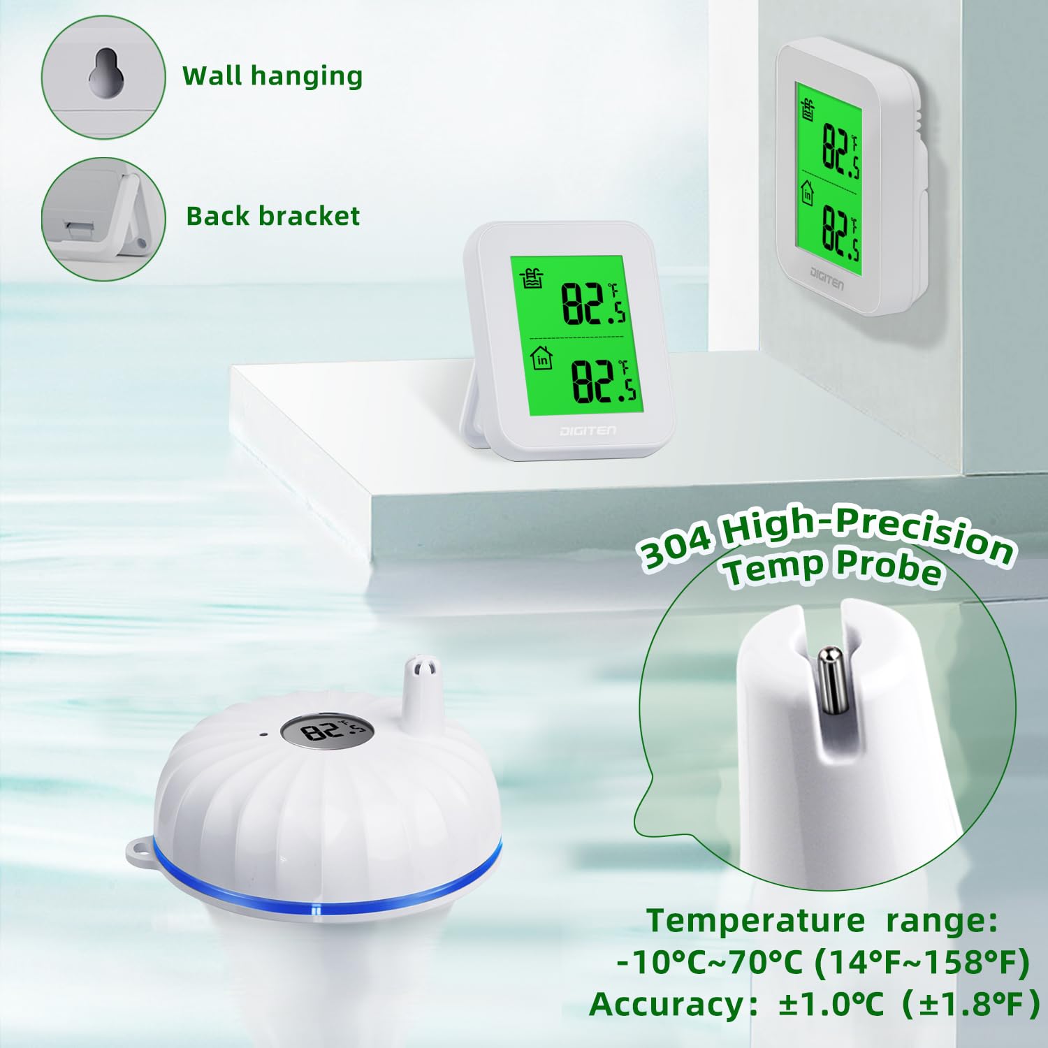 SENSTREE Swimming Pool Thermometer, Wireless Floating Pool Thermometer ...