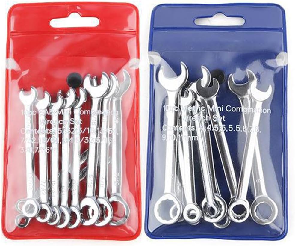 Eyech 20 Pcs Open End Wrench Set, Mini Metric SAE Combination Wrench ...