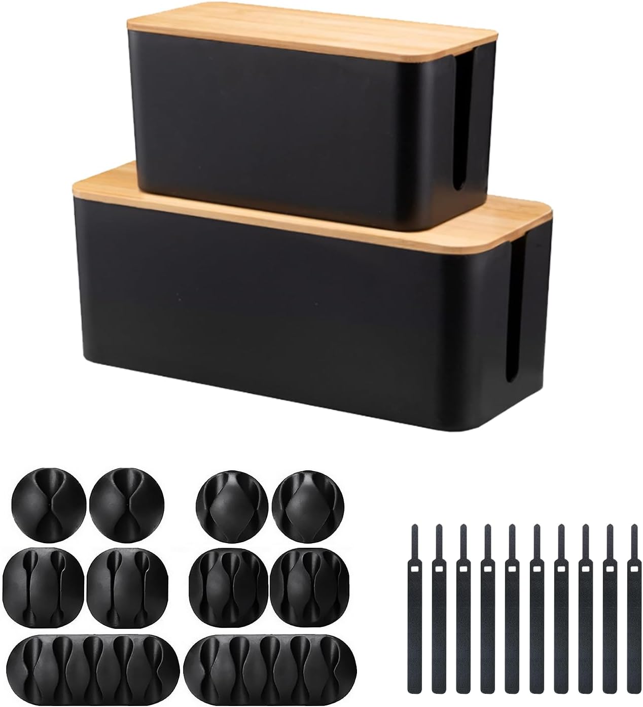 2PCS Cable Management Box with Lid, Cord Organizer for Desk TV Computer ...