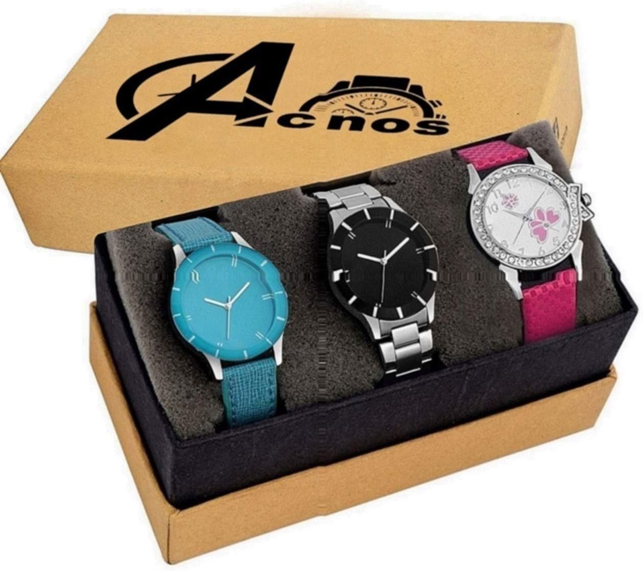 Espoir Analog Stainless Steel Combo Pack of 3 Multi Colour Dial Girl's ...