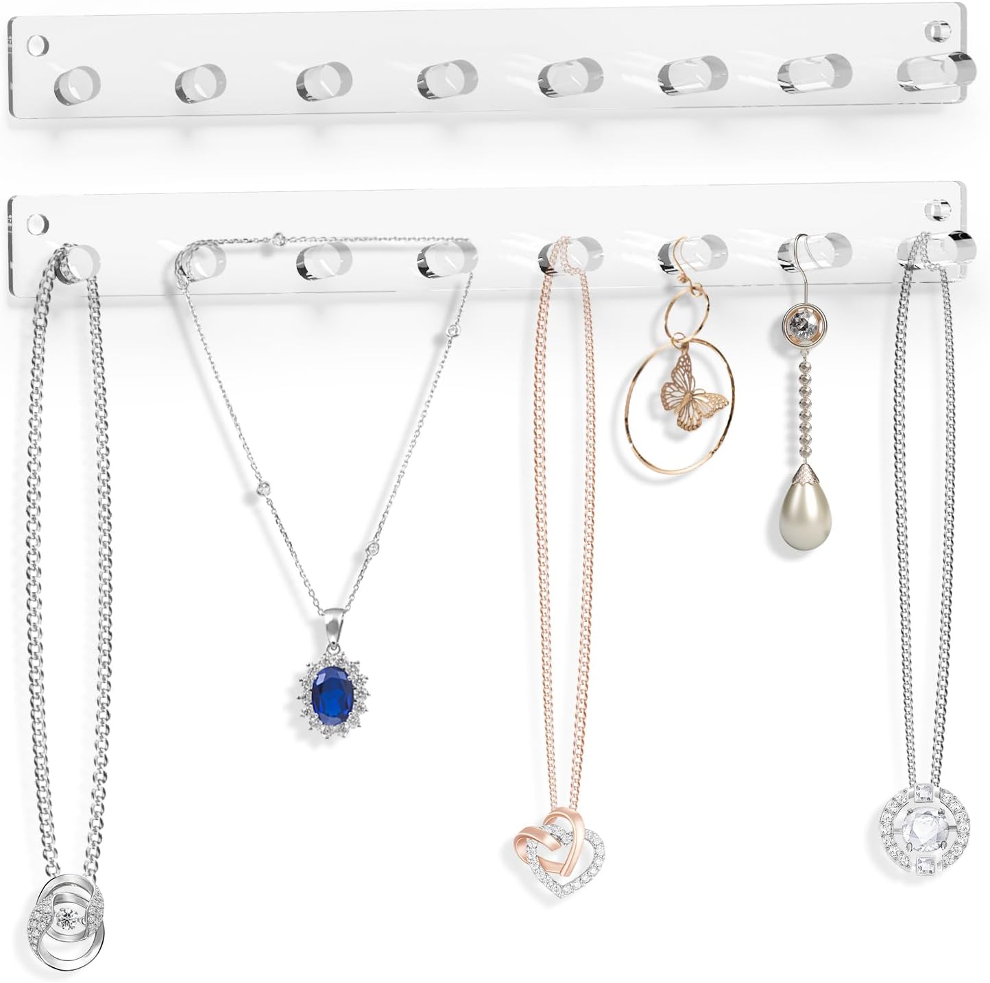 Amazon.com: McBlancok Necklace Organizer Wall Mount 2 Pack - Bracelet ...