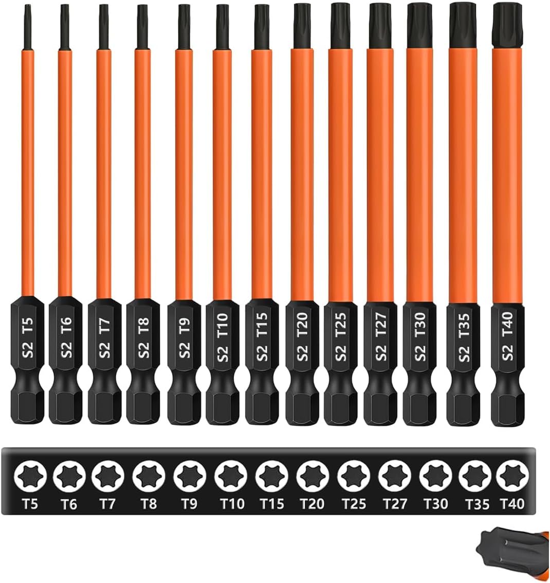 Saipe 13-Piece 4 inch /100 mm Long Torx Bit Set for Impact Driver, S2 ...