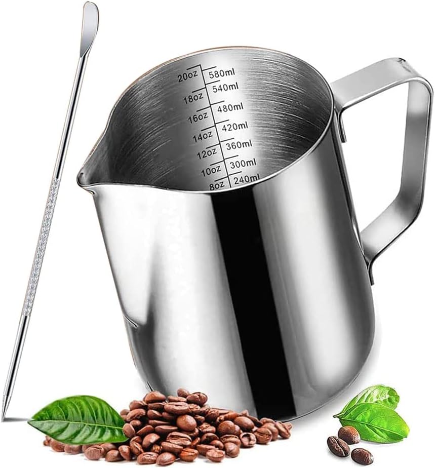 Amazon.com: Milk Frothing Pitchers with Integrated Thermometer,Latte ...
