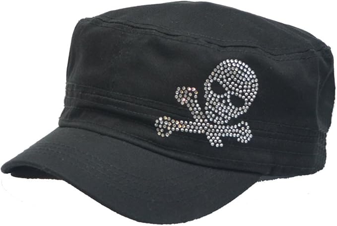 stonepowerss Bone Skull Skeleton Stud Military Cadet Castro Hat Cap ...