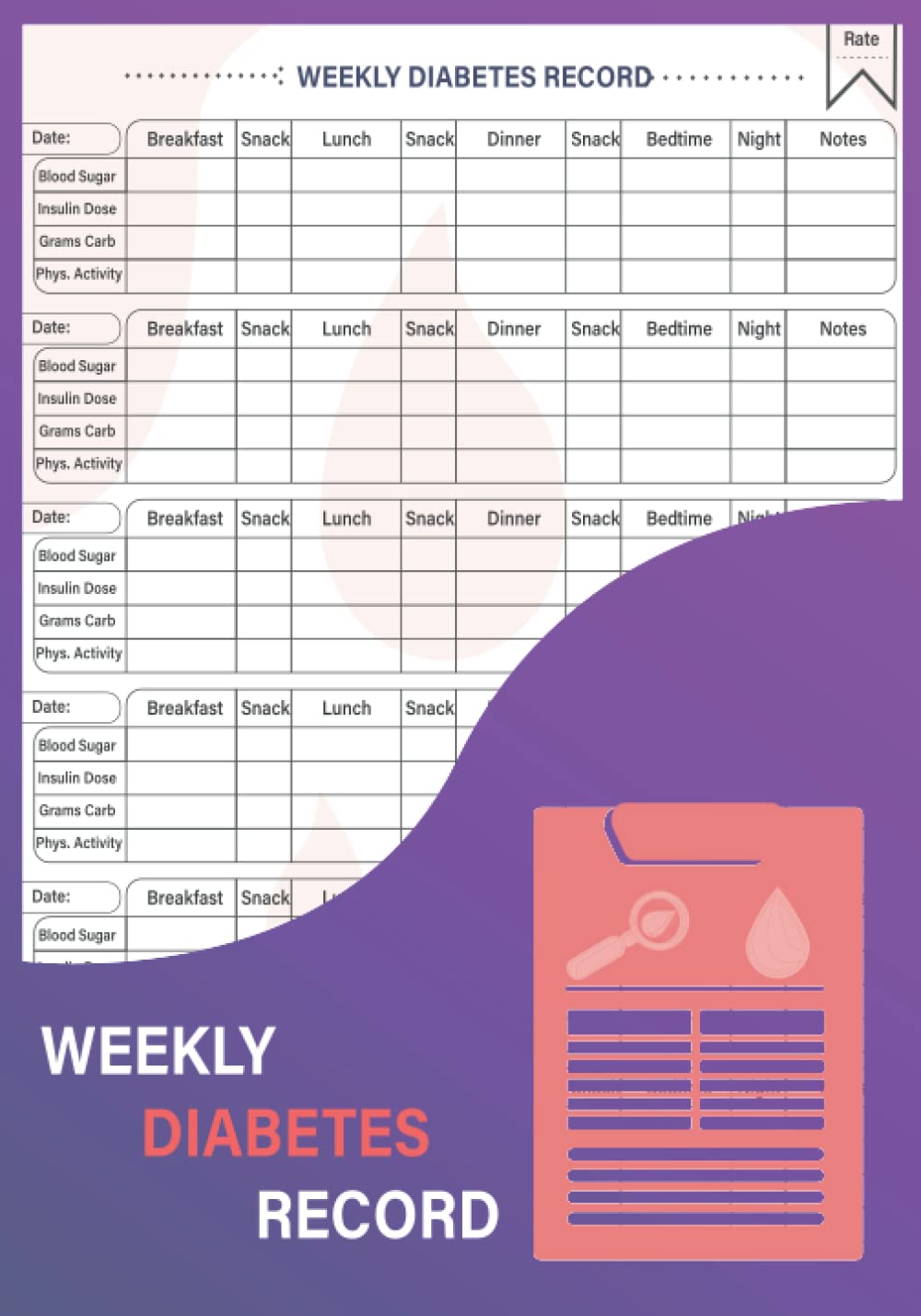 Weekly diabetes record logbook: Track Your Blood Sugar and Insulin ...