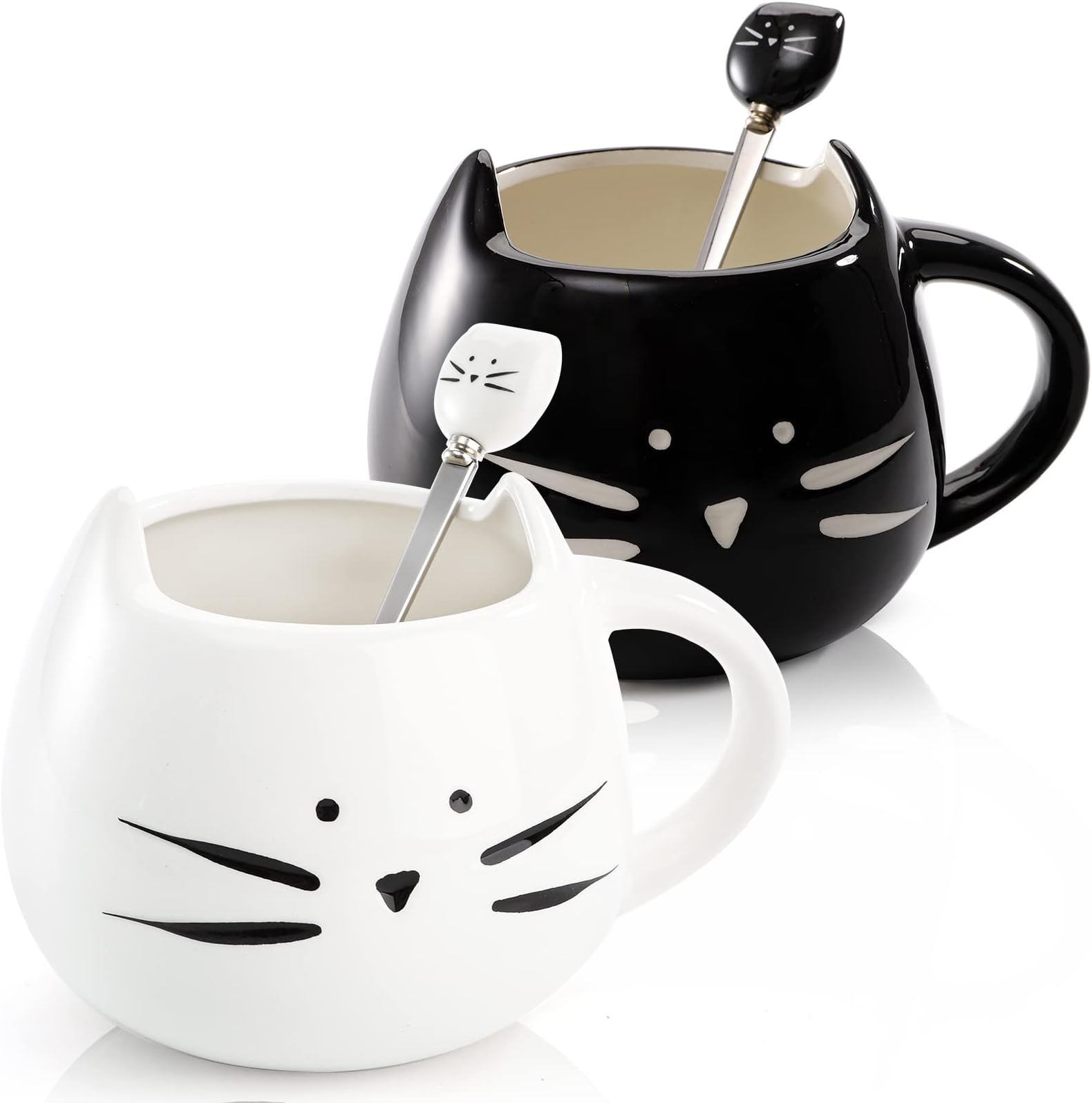 Amazon.com: ilyever 2 Pack Funny Cute Cat Coffee Tea Milk Ceramic Mug ...