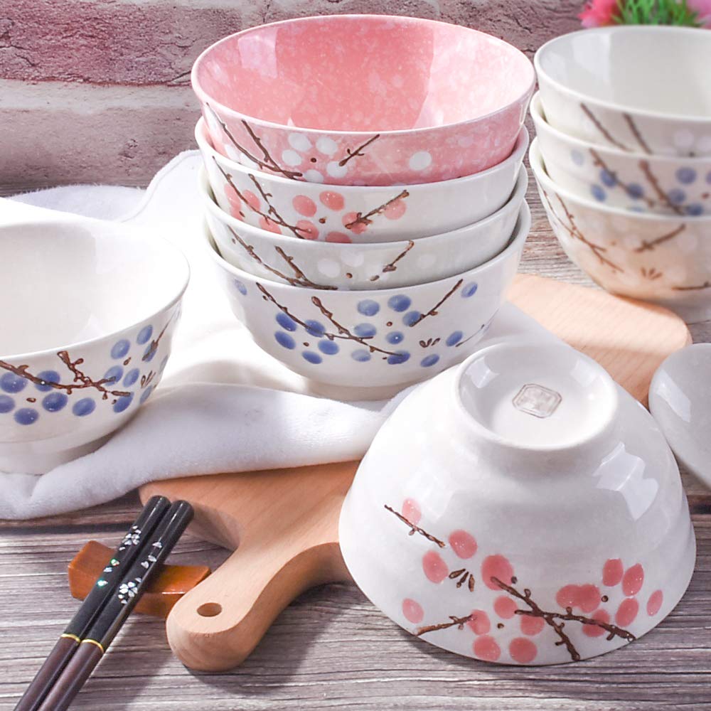 Snapklik.com : Japanese Rice Bowl Set Of 4 Asian Style Hand-painted ...