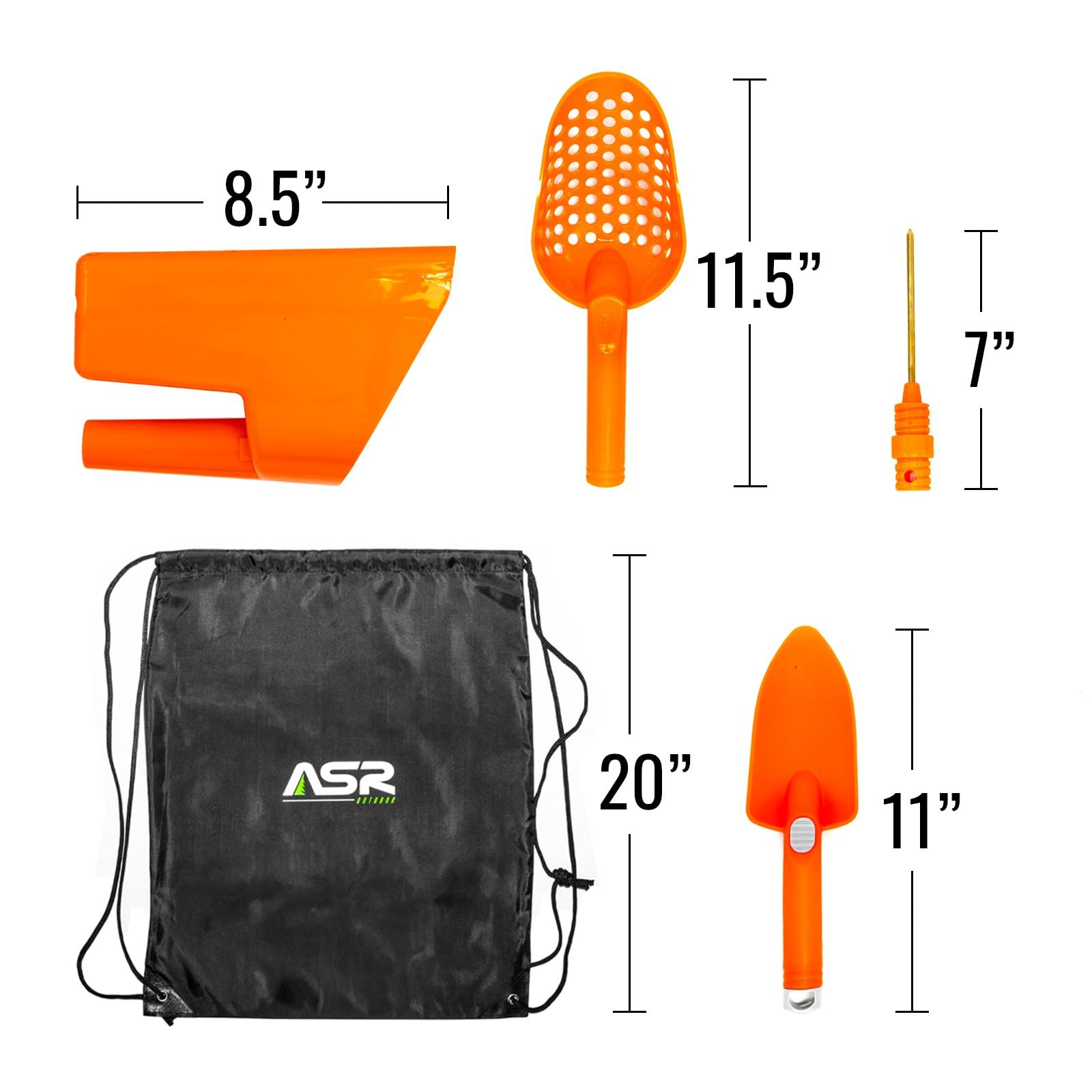 Snapklik.com : ASR Outdoor 5pc Orange Metal Detecting Tools Kit