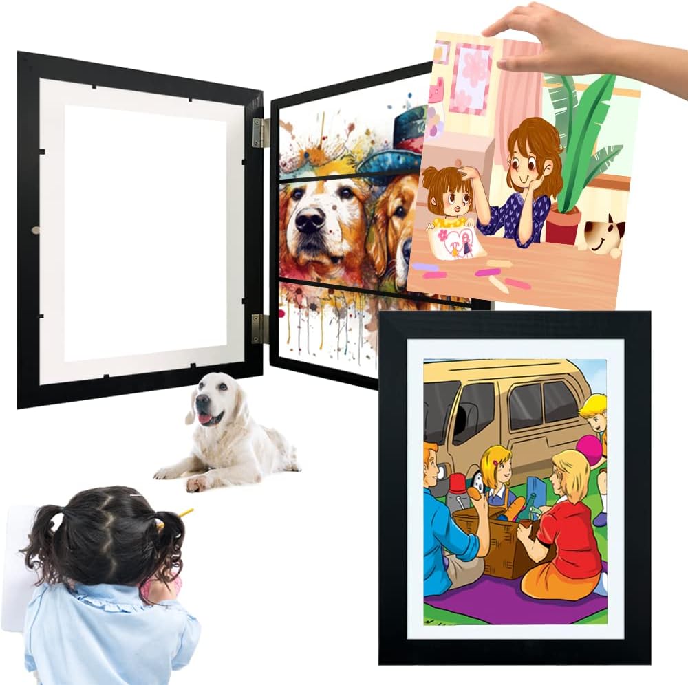 Amazon.com - GIFIZOL 1 Pack Kids Art Frame, Front Opening Holds 50 ...