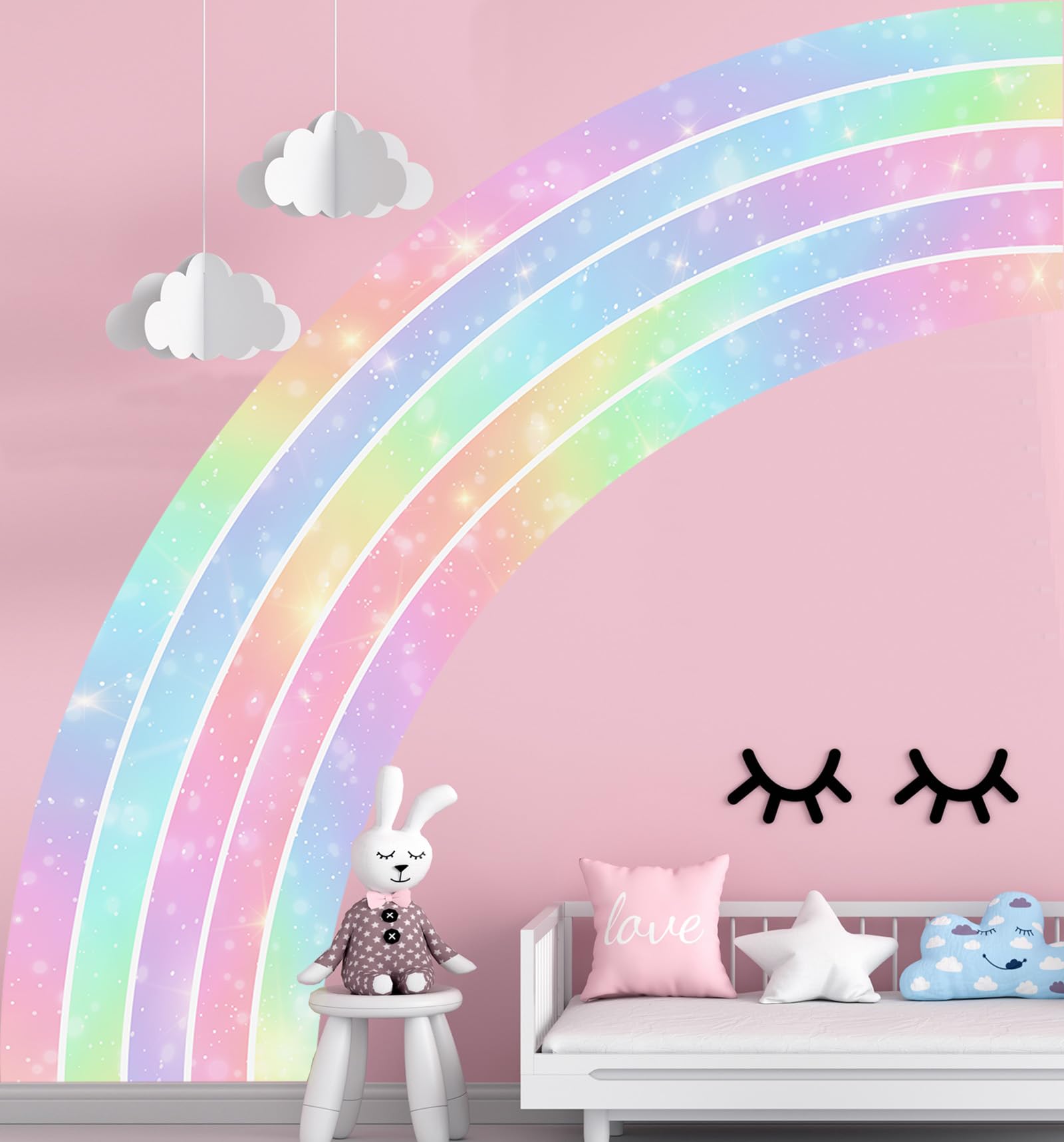 Amazon.com: Large Rainbow Wall Decals Peel and Stick Holographic Half Rainbow Wall Stickers ...