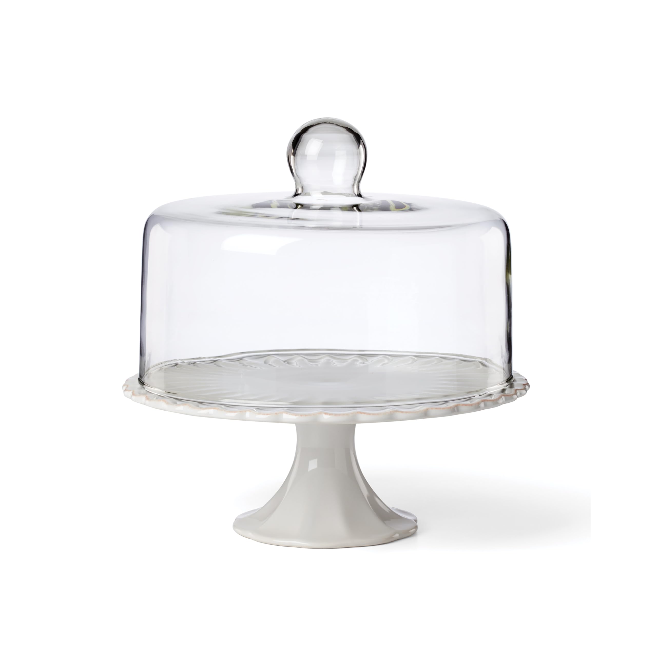Amazon.com | Lenox White French Perle Cake Plate with Dome, 2 Count ...
