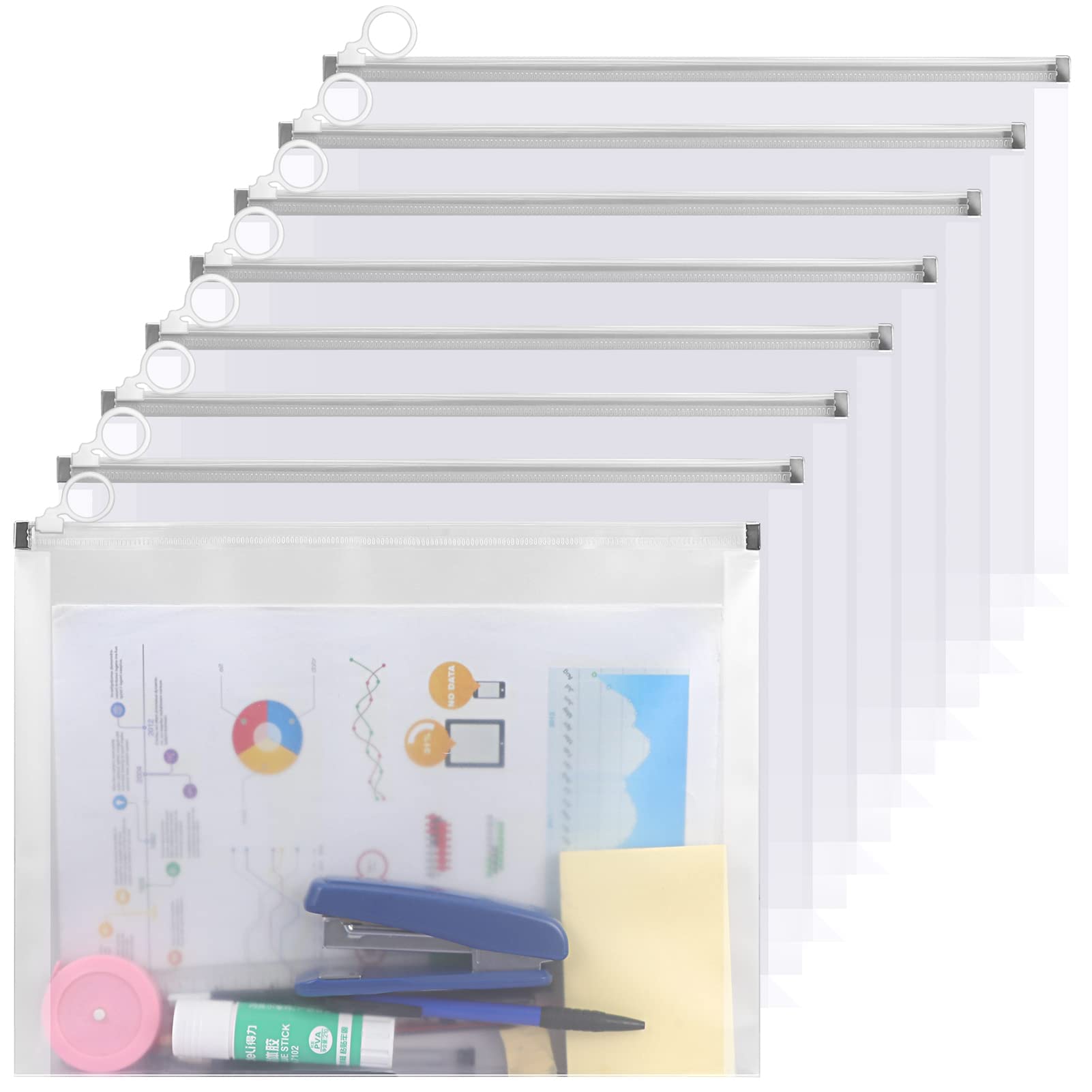 Snapklik.com : Toplive A4 Plastic Zipper Pouch,8 Pack A4 Expanding ...