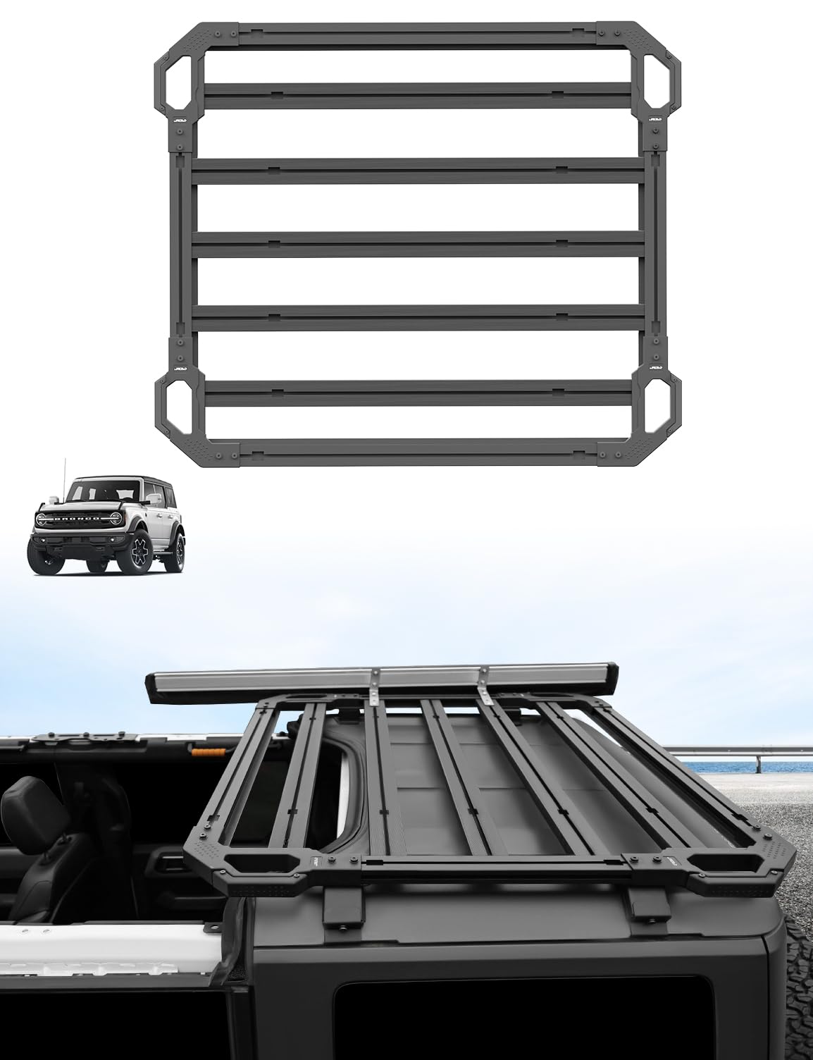 Snapklik.com : JROAD Bronco Hard Top Platform Roof Rack, Rear Cargo ...