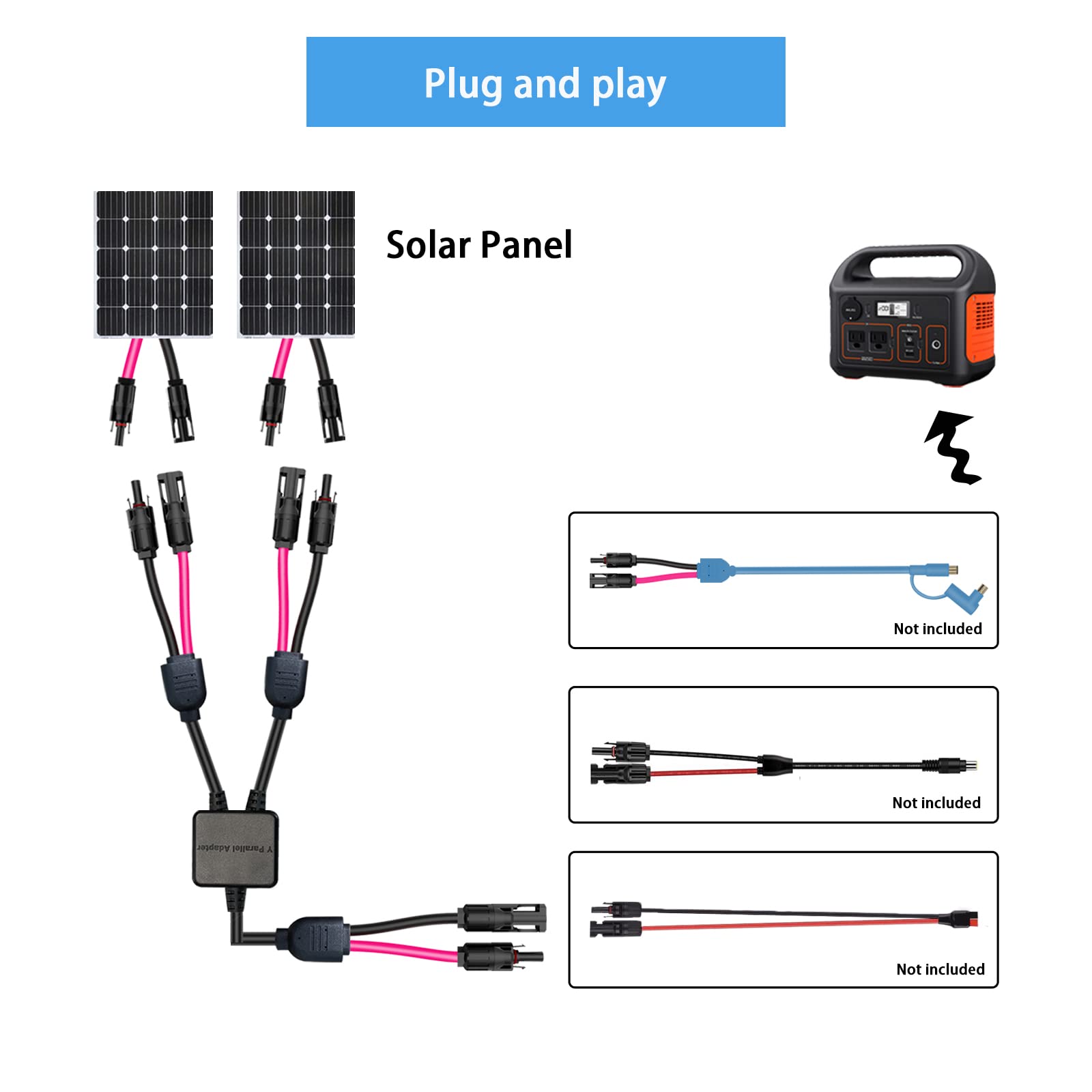 Snapklik.com : Solar Connectors Y Branch Parallel Adapte Solar Cable ...