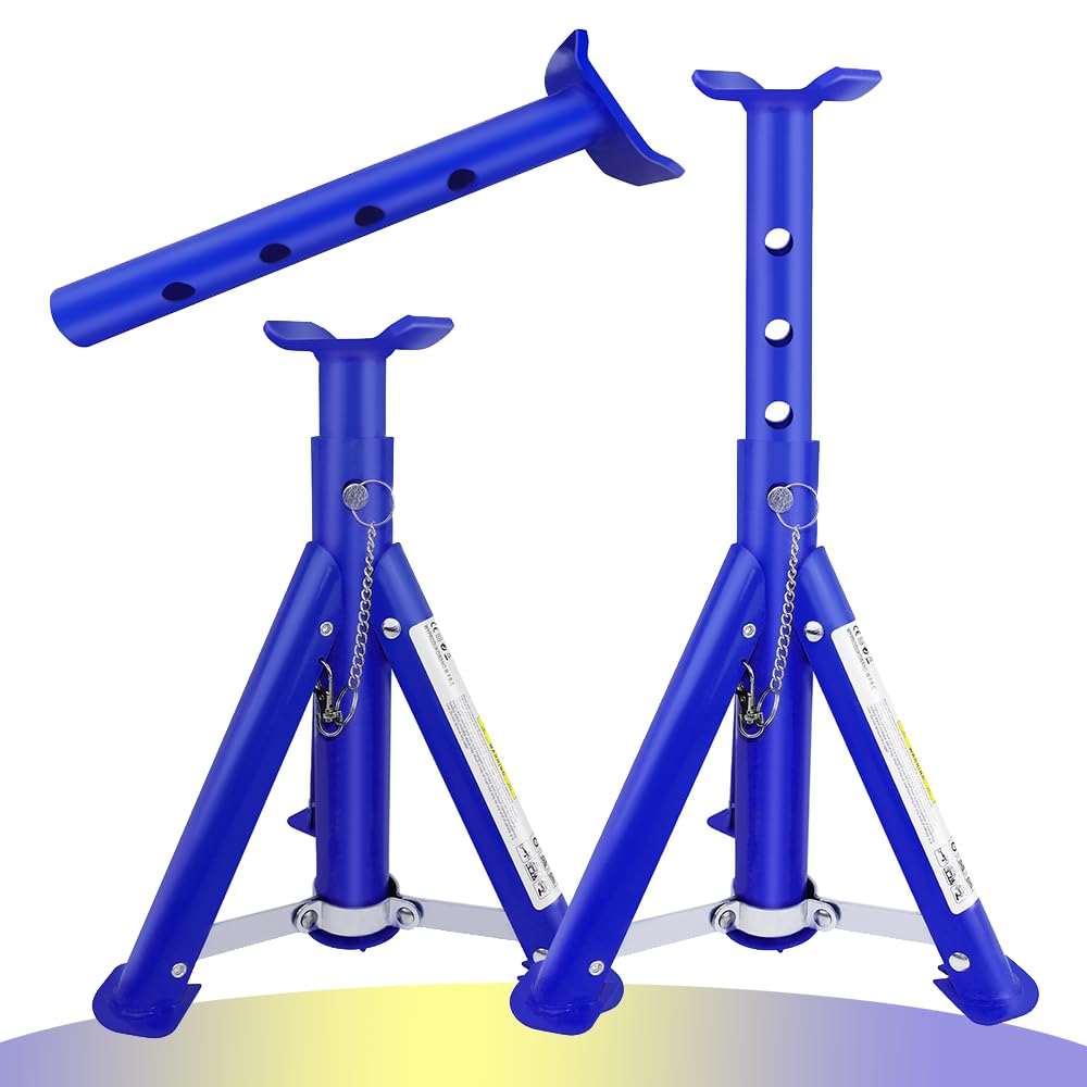 Foldable 3T Heavy Duty Car Jack Stand 2Pcs Ratcheting Axle Stand, 3 Ton ...