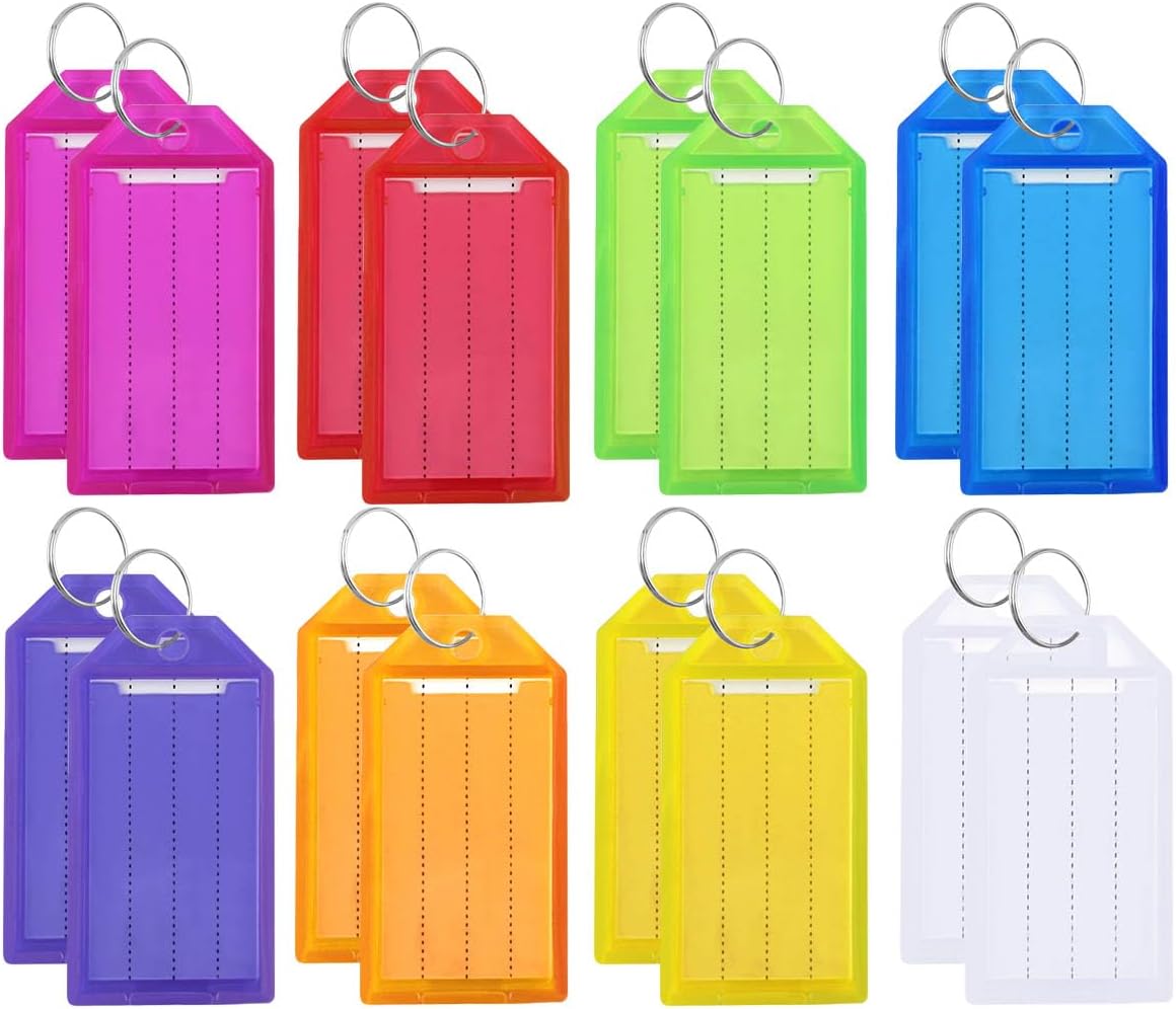 Amazon.com : 16 Pack Key Tags Tough Plastic Key Tag with Split Ring ...