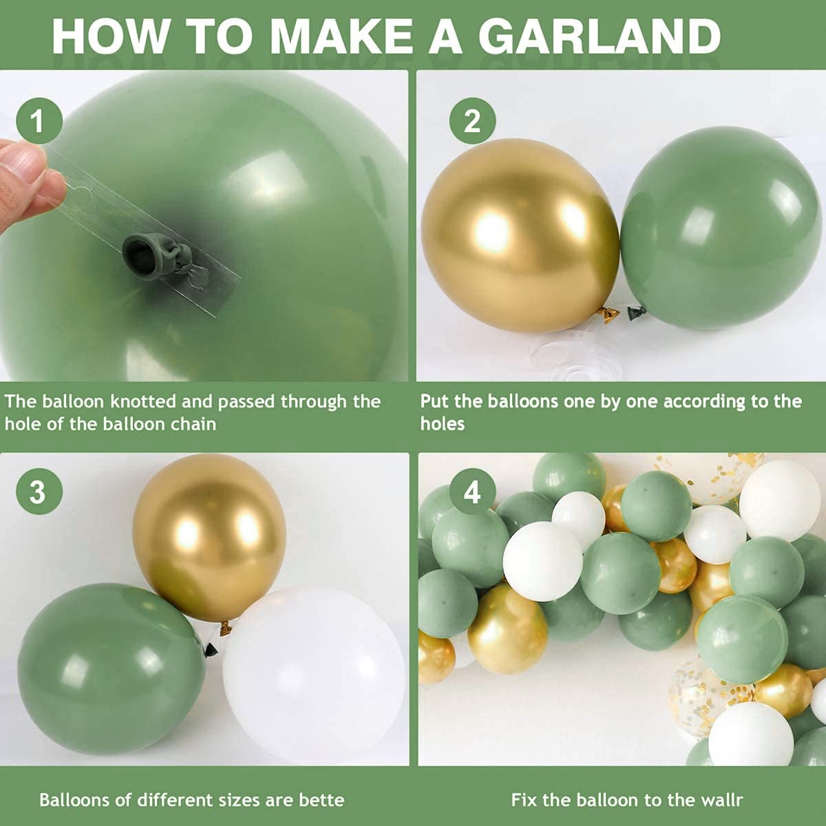 Sage Green Balloon Arch Kit, 121pcs Olive Green Balloon Garland Kit ...