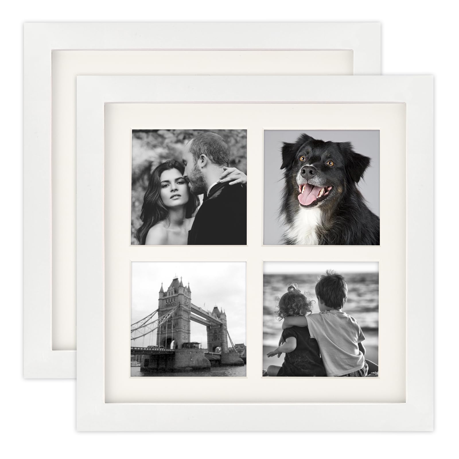 Amazon.com - AEVETE 8x8 Frame White with Mat for 3x3 Photo - 4 Opening ...