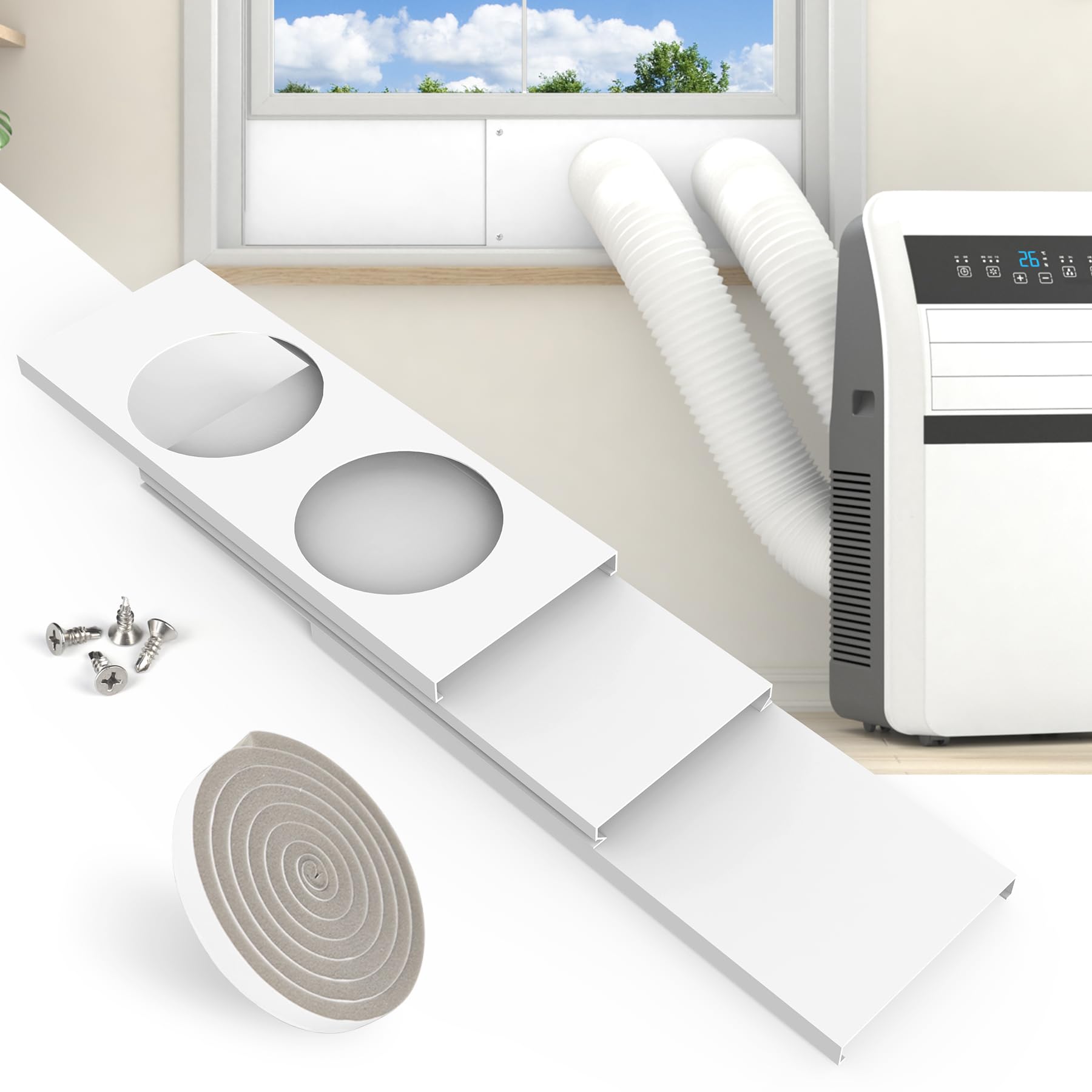 Snapklik.com : Memrita Dual Hose Portable Air Conditioner Window Seal ...