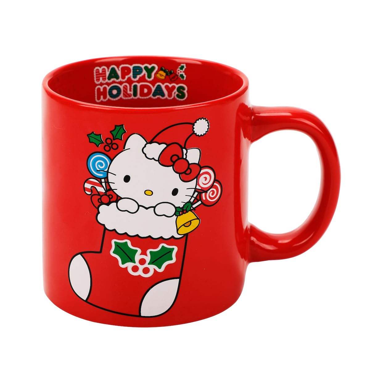 Amazon.com | Hello Kitty Happy Holidays red 16 Oz Ceramic Mug: Coffee ...