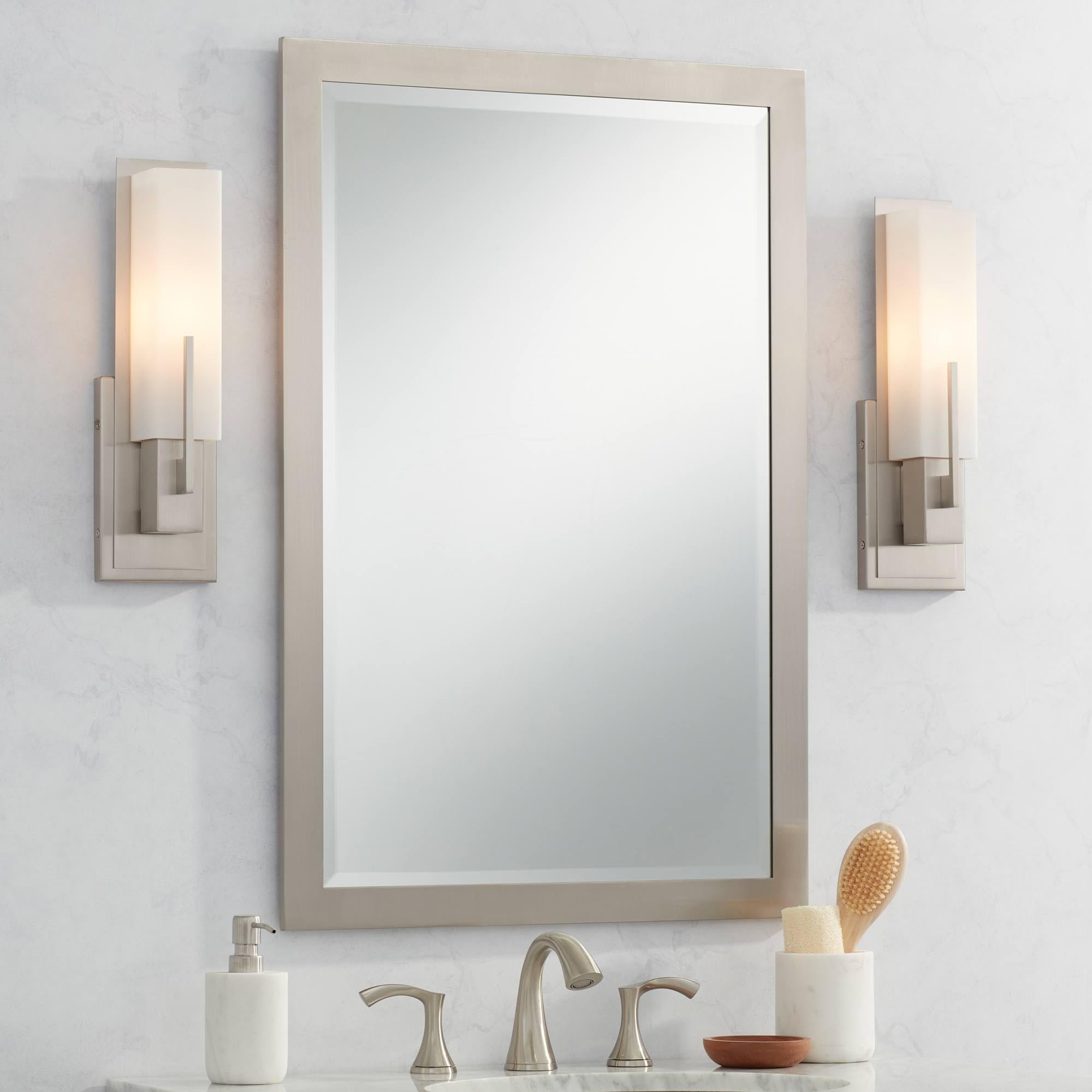 Rectangular Bathroom Sconces With Shades MELUCEE 3 Light Brushed
