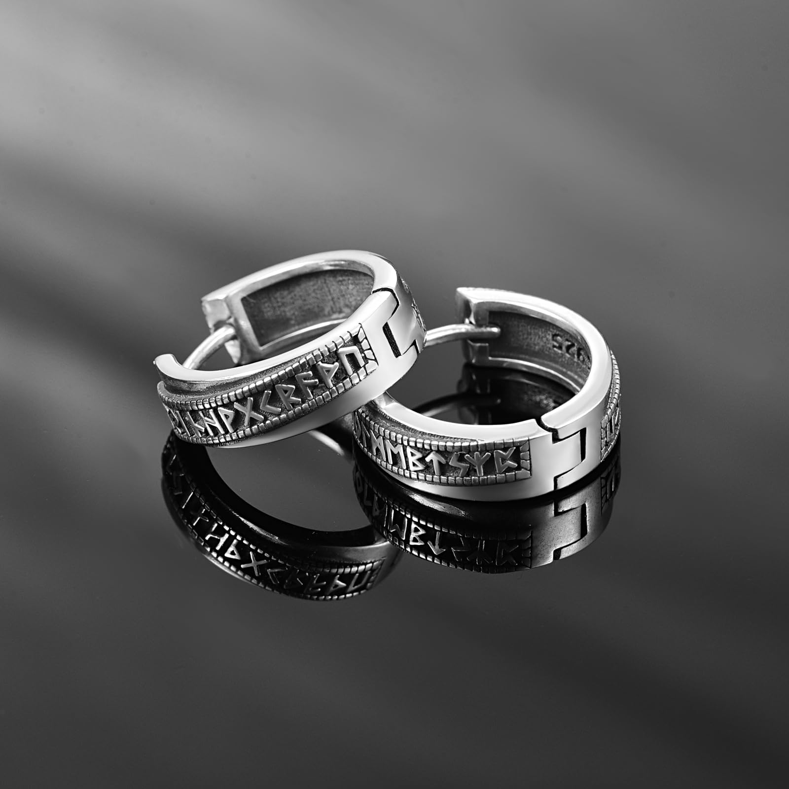 Snapklik.com : Viking Runes Hoop Earrings Sterling Silver Viking Hoop ...