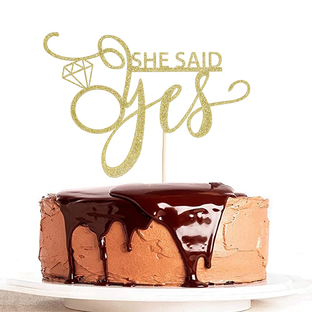 Buy She Said Yes Cake Topper - Gold Wedding Cake Topper,engagement Cake ...
