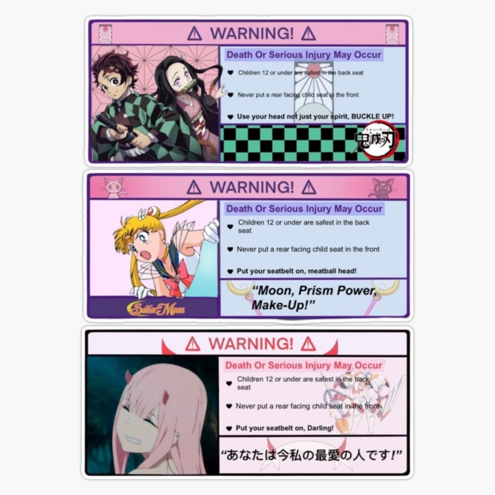 Amazon.com: Anime Warning for Car Visors Vinyl Sticker Waterproof ...