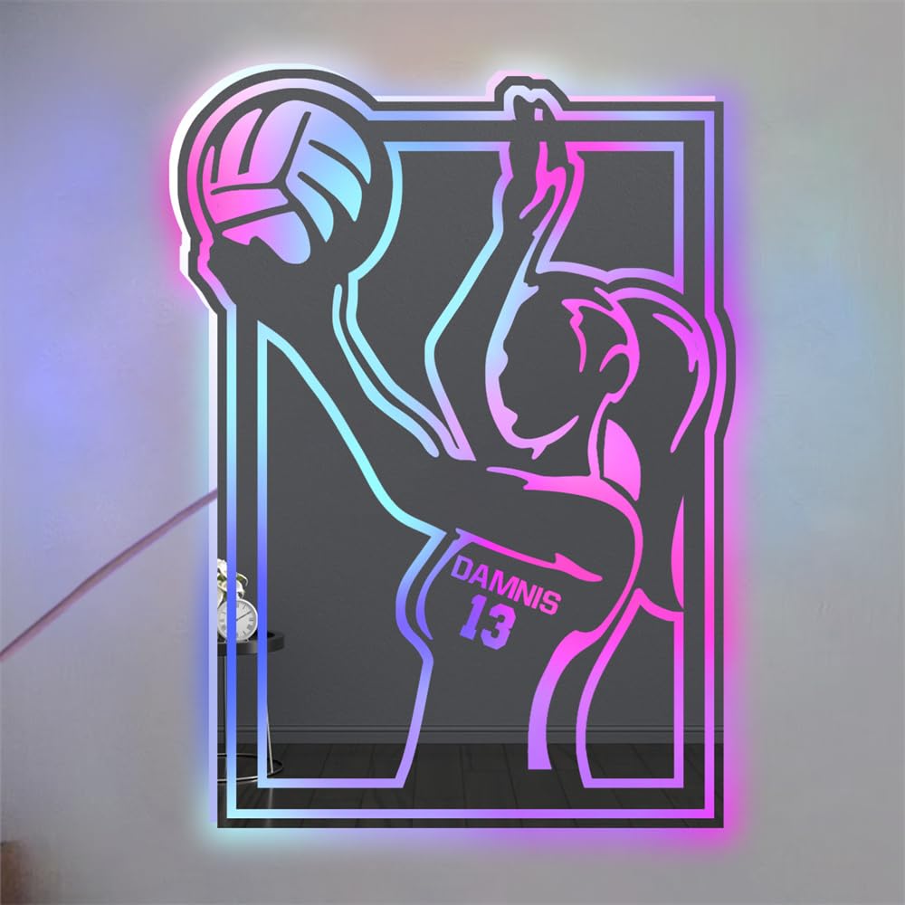Amazon.com : Personalized Volleyball Player LED Mirror Light Up Sign ...